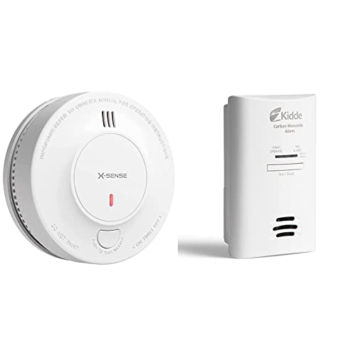 X-Sense Smoke Alarm, 10-Year Battery Fire Alarm Smoke Detector, SD2J0AX & Kidde Carbon Monoxide Detector, AC Plug-in with Battery Backup, CO Alarm with Replacement Alert