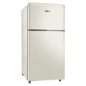 wanai 3.2 cu.ft mini fridge with 2 doors, mini fridge with freezer, 40 db quiet, 7-settings mechanical thermostat, small refrigerator for bedroom office, dorm or garage,cream