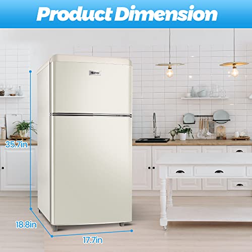 WANAI 3.2 Cu.Ft Mini Fridge with 2 Doors, Mini Fridge with Freezer, 40 dB Quiet, 7-Settings Mechanical Thermostat, Small Refrigerator for Bedroom Office, Dorm or Garage,Cream