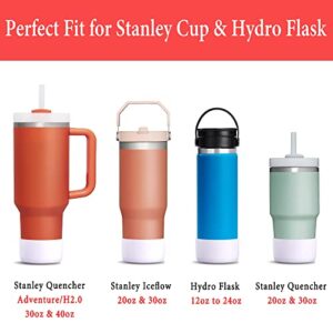 KTKUDY 2Pcs Protective Silicone Boot for Stanley Quencher Tumbler 30 oz 40 oz & IceFlow 20oz 30oz & Hydro Flask Water Bottle 12-24oz - Cup Bottom Sleeve - Stanley Cup Accessories, Mist