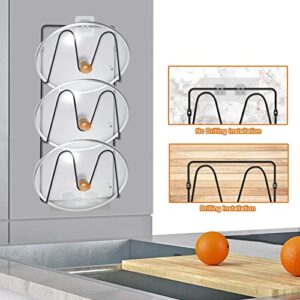 SGOOOD 2 Pack Pot Lid Organizer Rack - 3 Tier Pot Lids Holder No Drilling Adhesive Wall Mounted Lid Rack for Kitchen Cabinet Door Mounted Pot and Pan Covers Holder Rack, Black