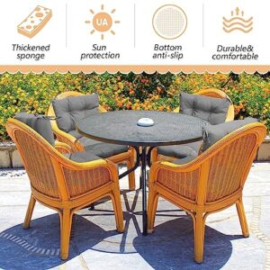 Marsui 4 Pcs Outdoor Indoor Seat/Back Chair Cushions Tufted Pillow with Ties All Weather Replacement Cushions Patio Furniture Cushions Outdoor Furniture, 42 x 21 Inches (Dark Gray)