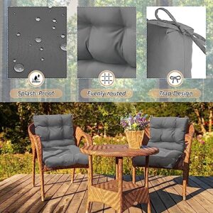 Marsui 4 Pcs Outdoor Indoor Seat/Back Chair Cushions Tufted Pillow with Ties All Weather Replacement Cushions Patio Furniture Cushions Outdoor Furniture, 42 x 21 Inches (Dark Gray)