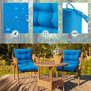 Marsui 6 Pcs Outdoor Indoor Seat and Back Chair Cushions Tufted Pillow All Weather Seasonal Replacement Cushions with Ties Patio Furniture Cushions Outdoor Furniture (Blue)