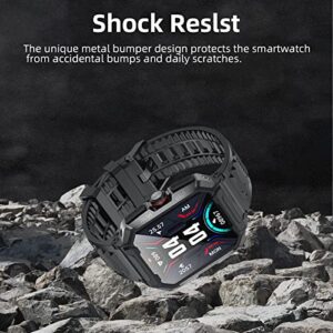 WalkerFit M2 Ultra Military Smart Watch for Men, Fitness Tracker Watch Heart Rate Monitor, Step Tracker, Fitness Watch Smartwatch for Android for iPhone Compatible, Waterproof Reloj Inteligente, Black