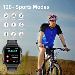 WalkerFit M2 Ultra Military Smart Watch for Men, Fitness Tracker Watch Heart Rate Monitor, Step Tracker, Fitness Watch Smartwatch for Android for iPhone Compatible, Waterproof Reloj Inteligente, Black