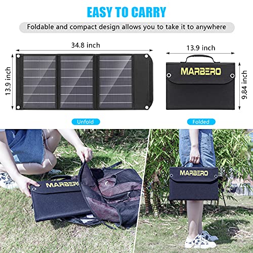 MARBERO Solar Generator 300W Portable Power Station 296Wh with 30W Solar Panel Included with DC, AC, USB A, USB C, Flashlights for Camping, Home, Outdoor, Office, School, Emergency