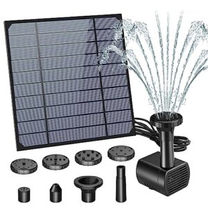 aisitin 3w solar water pump for bird bath, solar fountain pump kit with 6 different nozzles and 9.8ft cable, solar pond pump for garden, patio, fish tank, pond and outdoor