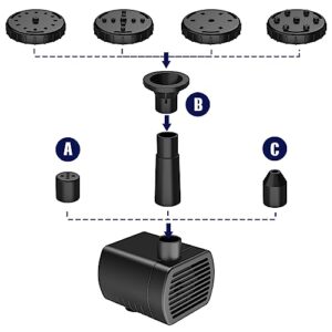 AISITIN 3W Solar Water Pump for Bird Bath, Solar Fountain Pump Kit with 6 Different Nozzles and 9.8ft Cable, Solar Pond Pump for Garden, Patio, Fish Tank, Pond and Outdoor