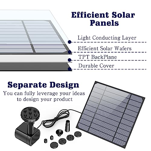 AISITIN 3W Solar Water Pump for Bird Bath, Solar Fountain Pump Kit with 6 Different Nozzles and 9.8ft Cable, Solar Pond Pump for Garden, Patio, Fish Tank, Pond and Outdoor