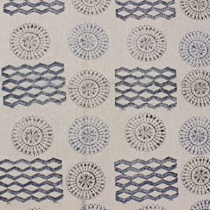 Casavani Hand Block Printed Rug Abstract Blue & Beige Tassel Rug Easy Care Washable Rugs for Doormat Entryway Living Room Bedroom Hallway Balcony 2.6x8 Feet Runner