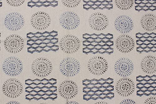 Casavani Hand Block Printed Rug Abstract Blue & Beige Tassel Rug Easy Care Washable Rugs for Doormat Entryway Living Room Bedroom Hallway Balcony 2.6x8 Feet Runner