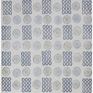 Casavani Hand Block Printed Rug Abstract Blue & Beige Tassel Rug Easy Care Washable Rugs for Doormat Entryway Living Room Bedroom Hallway Balcony 2.6x8 Feet Runner