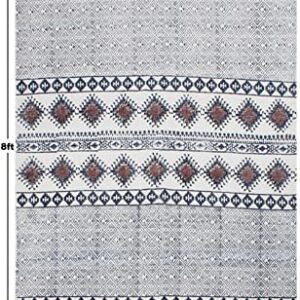 Casavani Indian Handmade Cotton Dhurrie Geometric Brown & Gray Area Rug Boho Kilim Flat Weave Rug Indoor Hall Room Decor Carpet Throw Rugs for Bedroom Living Room Bathroom Balcony 5x8 Feet