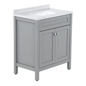 Spring Mill Cabinets D30V40010 Marilla Freestanding Bathroom Vanity with 2-Door Cabinet and Silver Ash Countertop with White Sink, Sterling