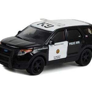 2015 Police Interceptor Utility Black & White San Diego Police K9 Unit, San Diego, CA Hot Pursuit 1/64 Diecast Model Car by Greenlight 43010 E