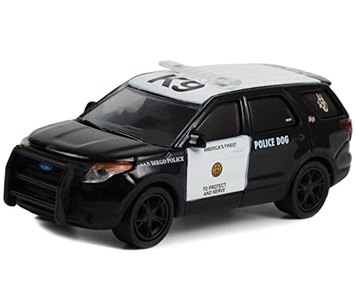 2015 Police Interceptor Utility Black & White San Diego Police K9 Unit, San Diego, CA Hot Pursuit 1/64 Diecast Model Car by Greenlight 43010 E