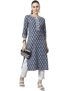 royalink indian women's tunic tops cotton kurta for girls (as1, alpha, x_l, regular, regular) grey