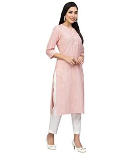 royalink women indian party wear indian women's tunic tops cotton peach kurta for girls (as1, alpha, m, regular, regular)