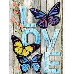 diamond painting kits for adults, 12x16 inch diy paint by numbers for adults beginner, diy full drill diamond dots paintings picture arts craft for home wall art decor(love butterfly)