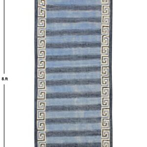 Casavani Hand Block Printed Cotton Dhurrie Striped Tassel Rug Boho Area Rug Easy Care Washable Rugs for Doormat Entryway Living Room Bedroom Hallway Balcony 6x12 Feet Runner