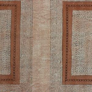 Casavani Hand Block Printed Cotton Dhurrie Bordered Brown & Beige Area Rug Doormat Floor Rug Indoor Area Rugs for Bedroom Living Room Laundry Room 10x18 Feet