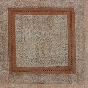 Casavani Hand Block Printed Cotton Dhurrie Bordered Brown & Beige Area Rug Doormat Floor Rug Indoor Area Rugs for Bedroom Living Room Laundry Room 10x18 Feet