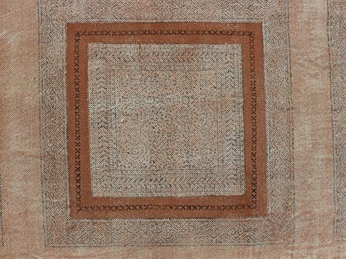 Casavani Hand Block Printed Cotton Dhurrie Bordered Brown & Beige Area Rug Doormat Floor Rug Indoor Area Rugs for Bedroom Living Room Laundry Room 10x18 Feet