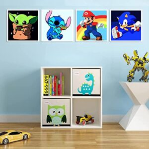 Cartoon Paint by Number for Kids - 4 Pack Cartoon Paint by Numbers for Kids Ages 4-8-12, Easy Paint with Numbers DIY Acrylic Oil Painting Kits for Home Wall Decor 8X8inch