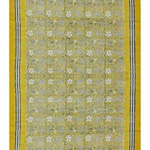 Casavani Indian Handmade Cotton Dhurrie Oriental Yellow & Beige Area Rug Boho Kilim Flat Weave Rug Indoor Hall Room Decor Carpet Throw Rugs for Bedroom Living Room Bathroom Balcony 4x10 Feet Runner