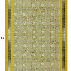 Casavani Indian Handmade Cotton Dhurrie Oriental Yellow & Beige Area Rug Boho Kilim Flat Weave Rug Indoor Hall Room Decor Carpet Throw Rugs for Bedroom Living Room Bathroom Balcony 4x10 Feet Runner