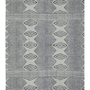 Casavani Hand Block Printed Cotton Dhurrie Geometric Gray & Beige Tassel Rug Easy Care Washable Rugs for Doormat Entryway Living Room Bedroom Hallway Balcony 2.6x10 Feet Runner