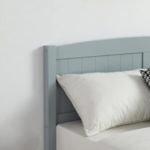 Modern Grey Wooden Bed Frame with Curved Headboard and Vertical Stripe Design - Full Pine Single-Layer Core Full-Board Bed Frame for a Sleek Look