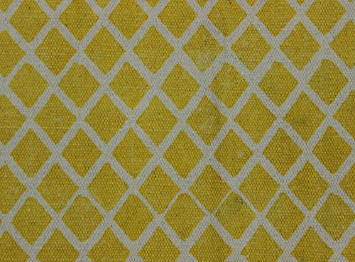 Casavani Hand Made Cotton Dhurrie Geometric Yellow & Black Tassel Rug Easy Care Washable Rugs for Doormat Entryway Living Room Bedroom Hallway Balcony 8x10 Feet