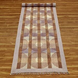 Casavani Hand Block Printed Rug Geometric Violet Tassel Rug Boho Area Rug Easy Care Washable Rugs for Doormat Entryway Living Room Bedroom Hallway Balcony 3x20 Feet Runner