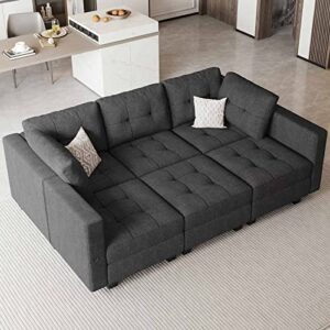 belffin convertible sectional sleeper sofa bed modular sofa sleeper couch set with storage seat modular sectional couch bed dark grey