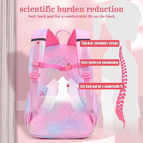 Zdyihmt Cute Rainbow Backpack Kawaii Pink Backpack With Storage Bag Large Capacity Laptop Backpack 16.5 Inch For Girls(Purple)