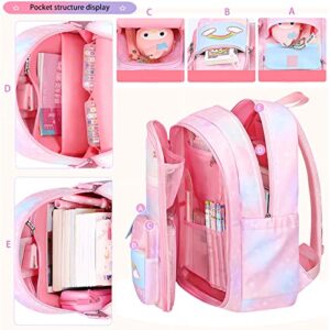 Zdyihmt Cute Rainbow Backpack Kawaii Pink Backpack With Storage Bag Large Capacity Laptop Backpack 16.5 Inch For Girls(Purple)