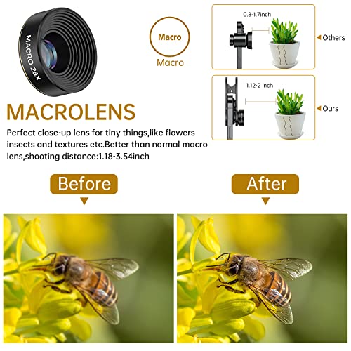 Phone Camera Lens 3 in 1 Kit, COSULAN Phone Lens Kit - 235° Fisheye Lens + 25X Macro Lens + 0.62X Wide Angle Lens, Clip on Cell Phone Lens Camera Compatible with iPhone Samsung Android Smartphones