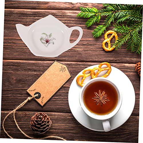 Cabilock 4pcs Ceramic Tea Bag Saucer Coffee Coasters Coffee Decor Cabinet Decor Tea Bag Holders Ceramic Ketchup Saucer Tea Bag Rest Tea Bag Trays Teabags Organizer Dipping Dishes White Gift