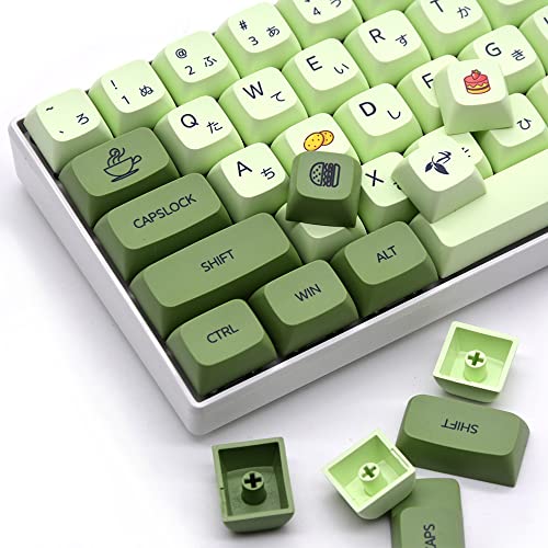 JOMGBB Matcha Japanese Keycaps,PBT Keycaps,125 Key Custom Keycap,XDA Profile,Dye Sublimation,Compatible with Gateron,Kailh,Cherry MX Switches（Only keycaps） (Green)