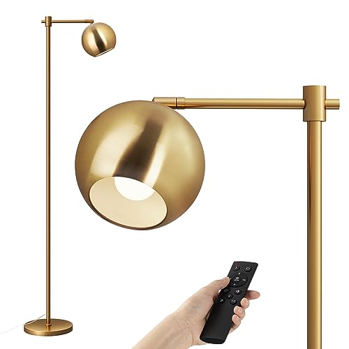 addlon Globe Gold Floor Lamp, 63 Inches Remote Control Mid Century Modern Floor Lamp with Metal Dome Shade,Antique Standing Lamp Adjustable for Living Room Reading Bedroom Home Office