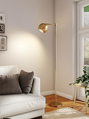 addlon Globe Gold Floor Lamp, 63 Inches Remote Control Mid Century Modern Floor Lamp with Metal Dome Shade,Antique Standing Lamp Adjustable for Living Room Reading Bedroom Home Office