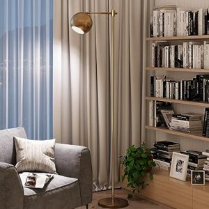 addlon Globe Gold Floor Lamp, 63 Inches Remote Control Mid Century Modern Floor Lamp with Metal Dome Shade,Antique Standing Lamp Adjustable for Living Room Reading Bedroom Home Office