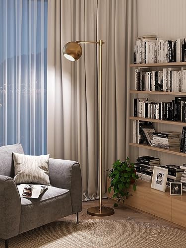 addlon Globe Gold Floor Lamp, 63 Inches Remote Control Mid Century Modern Floor Lamp with Metal Dome Shade,Antique Standing Lamp Adjustable for Living Room Reading Bedroom Home Office