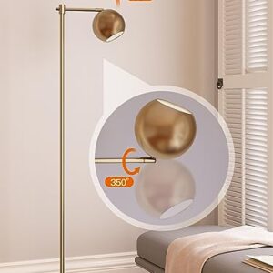 addlon Globe Gold Floor Lamp, 63 Inches Remote Control Mid Century Modern Floor Lamp with Metal Dome Shade,Antique Standing Lamp Adjustable for Living Room Reading Bedroom Home Office