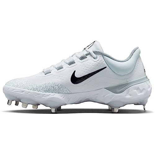 Nike Alpha Huarache Elite 4 Low FD2745-100 -Wolf Grey-Black Men's Metal Baseball Cleats 13 US,White/Black