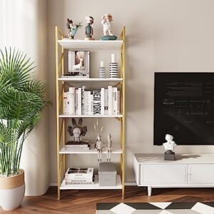 5 Tiers Bookshelf Tall Bookcase Shelf Storage Organizer Industrial Open Shelving Wood Large Modern Bookshelf for Living Room/Bedroom/Home/Office, White