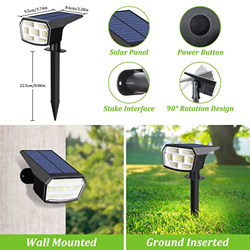 Sucolite 6-Pack Solar Spot Lights Outdoor, 59 LED Solar Lights Outdoor Waterproof, Outdoor Solar Lights for Yard with 3 Lighting Modes, Solar Landscape Spotlights for Garden Pathway Driveway Walkway