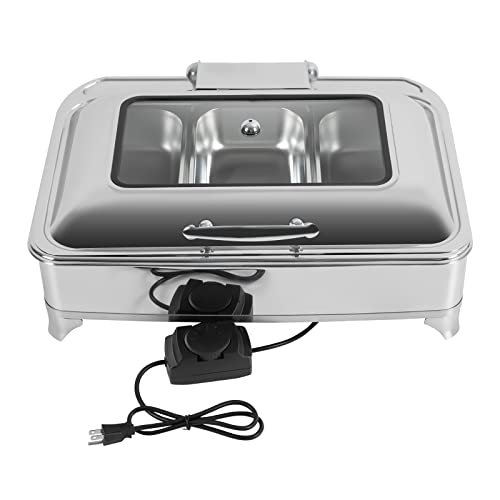 Electric Chafing Dish Buffet Set,3 Pan 9L/9.5QT Food Warmers for Parties Buffets,Stainless Steel Buffet Server and Warming Tray,Adjustable Temperature 45-80℃/ 113-176℉,Silver